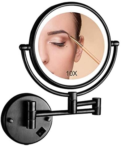 8 Inch LED Makeup Mirror Wall Mount, 1X/10X Magnification Make Up ...