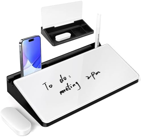 Varhomax Small Glass Desk Whiteboard Black and White, Dry Erase Desktop ...