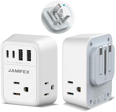 Amazon.com: 2 Pack Foldable UK Ireland Travel Plug Adapter, JAMIFEX 8 ...