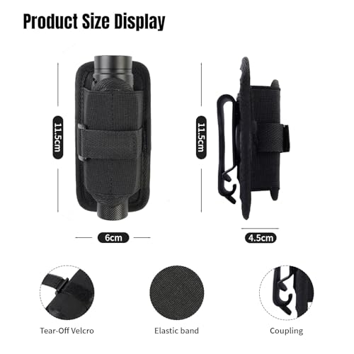 ACEXIER Tactical Molle Flashlight Holster Pouch for Belt with 360 ...