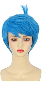 Amazon.com: karlery Men Short Straight Blue Wig Helloween Costume Wig ...
