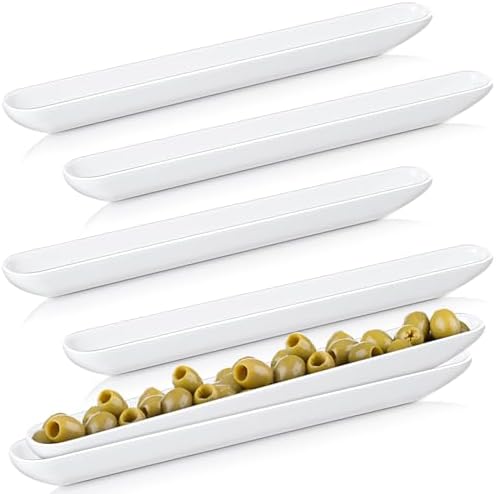 Amazon.com | Rtteri 6 Pcs Olive Tray 13'' White Olive Plate Long Narrow ...