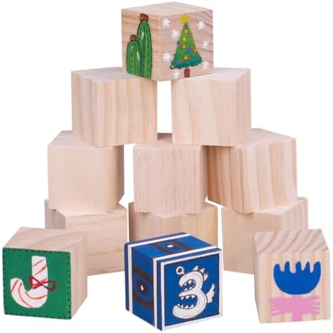 Amazon.com: Dragon Drew Unfinished Wood Blocks | Wooden Cubes for ...