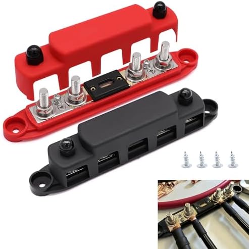 AULESSE 300 Amp Bus Bar 4 x M8 Busbar Power Distribution Block 12V- 48V ...