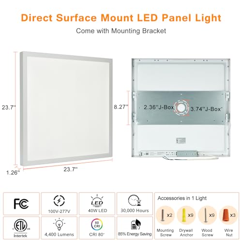 Mcacggo 6-Pack 2x2 FT Surface Mount LED Flat Panel Light 3000K/4000K ...