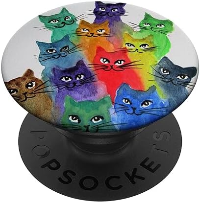 Amazon.com: Watercolor Colorful Cat Print Pop Kitty Socket Mount Print ...