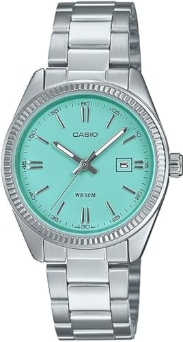 Casio MTP Series Analogue Quartz (30mm) Turquoise Blue Dial/Stainless ...