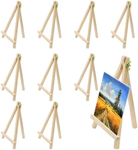 alwaiiz Pack of 10 Small Easels (19 x 11 cm), Triangle Foldable Mini ...