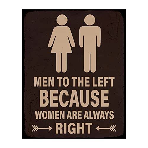 Amazon.com: Men to Left - Women Always Right - Funny Rustic Bathroom ...