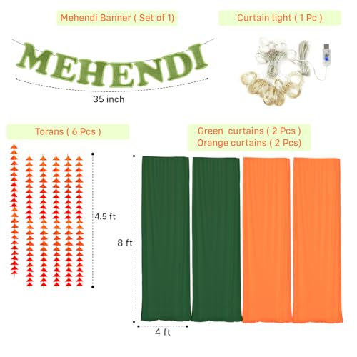 Party Propz Mehendi Backdrop Decoration Set - 12 Pcs Mehendi Decoration ...