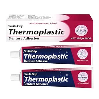 Thermoplastic Denture Adhesive, Pack of 2 Adhesive Cream for Dentures ...