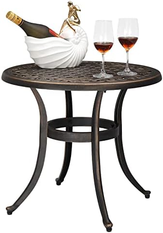 Amazon.com: VOKLOO Cast Metal Aluminum Side Table, Small Outdoor Side ...