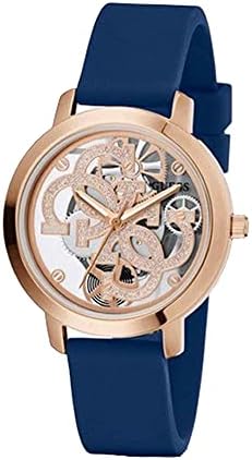 GUESS Silicone Analog Rose Gold Dial Women's Watch-Gw0452L1,Blue Band ...