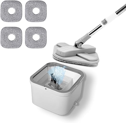 Jukmen Square Mop M16 Square Spin Mop and Bucket Set, with Dirty/Clean ...