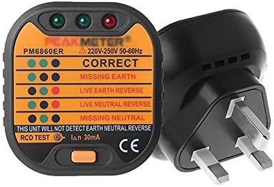 QUILLE Socket Tester Mains Outlet Tester with LCD Display Neutral Live ...