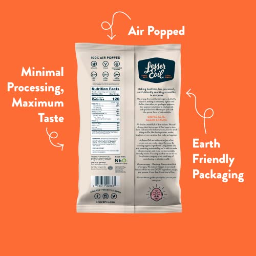 LesserEvil No Cheese Cheesiness Organic Popcorn, Premium Quality ...