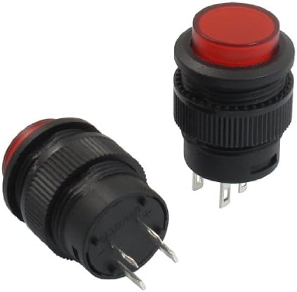 Amazon.com: uxcell 2 Pcs 4 Terminals Red LED Lamp Momentary Push Button ...