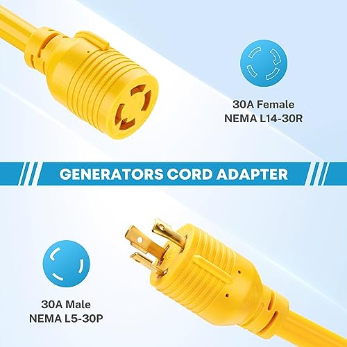 Snapklik.com : NEMA L5-30P To L14-30R Adapter Cord, 3 Prong To 4 Prong ...