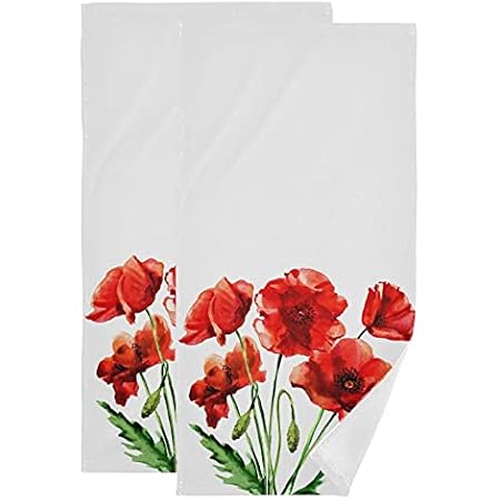 Amazon.com: HGOD DESIGNS Poppy Flower Hand Towels Watercolor Wild Red ...