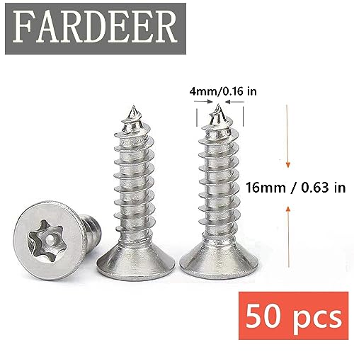 FarDeer Stainless Steel Flat Head Self-Tapping Screws M4/M5 Security ...