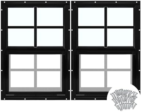Shed Windows 2 Pack 12" W x 18" H Flush Mount White Window with ...