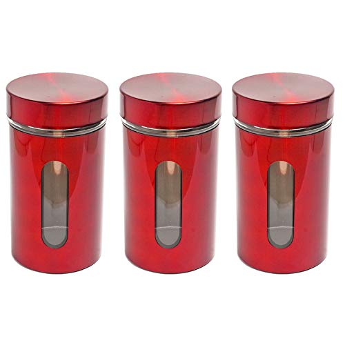 Gs Aashiyana Clear Glass Steel Window Jars for Kitchen Storage Set of 3 ...