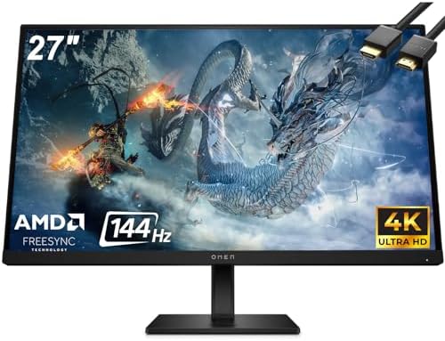 Amazon.com: HP OMEN 27k UHD 144Hz Gaming Monitor, 4K UHD Display (3840 ...
