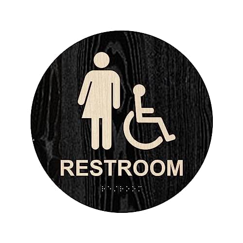 Amazon.com: Gender Neutral Wood Restroom Sign - 9" Size - Unisex Non ...