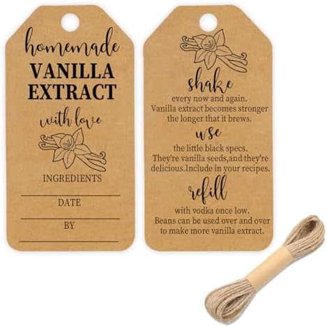 Amazon.com: Homemade Vanilla Extract Labels with Instructions - Set of ...