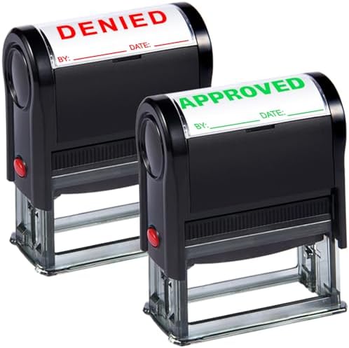 Amazon.com: Bertiveny Self Inking Approved and Denied Stamps Set Office ...