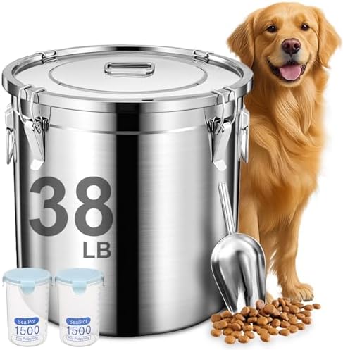 Amazon.com: Kritkin 3 Pcs Stainless Steel Dog Food Storage Container ...