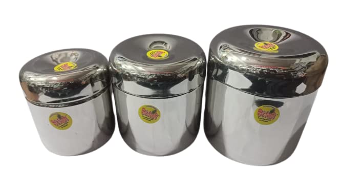 Buy Stainless Steel Deep Dabba/Storage Dabba- Set of 3 (200/350/550 ml ...