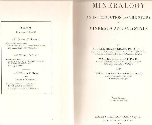 Mineralogy: Kraus, Edward Henry, Hunt, Walter Fred, & Ramsdell: Amazon ...