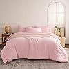 Amazon.com: TISPLR Pink Comforter Set Queen 3 Pieces Soft Bedding ...
