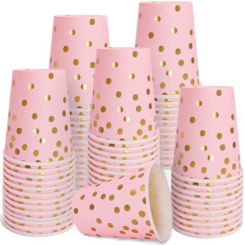 Amazon.com: Juvale 50 Pack Light Pink Paper Cups, Disposable Party ...