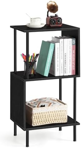 Amazon.com: ETELI 3 Tier Small Bookshelf Black Book Shelf for Small ...