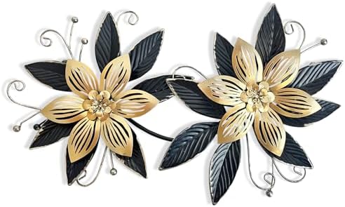 Amazon.com: LIFFY Black Wall Decor,15" 3D Multi-layer Metal Flowers ...