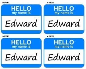 Amazon.com - Hello My Name Is Edward - Sheet of 4 - Window Bumper ...