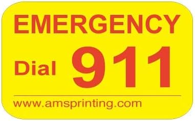 Amazon.com : Emergency 911 Phone Stickers. Laminated Stickers on Yellow ...