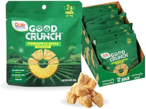 Amazon.com: Dole Good Crunch Pineapple Dried Fruit Bites, Gluten Free ...