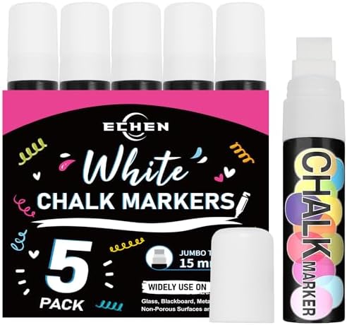Amazon.com : 5 Pack Washable Window Markers for Cars, 15mm White Jumbo ...