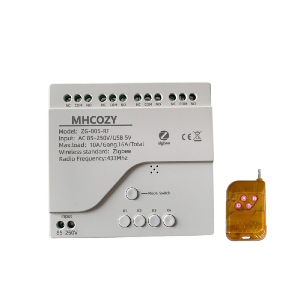 MHCOZY 4 Channel 85-220V Dry Contact Zigbee Relay Switch Module,Tuya ...