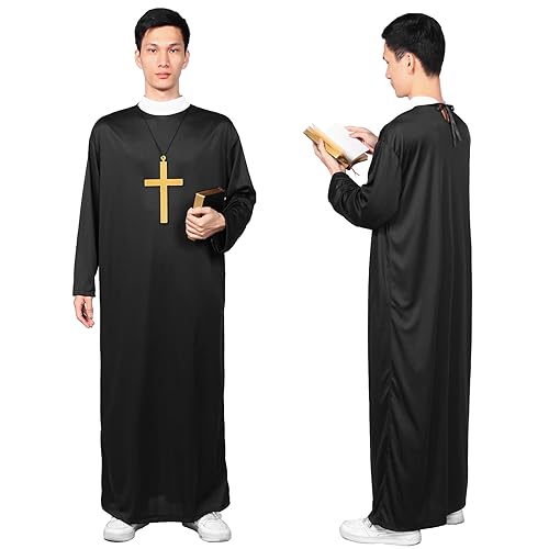 Alaiyaky Monk Costume Set for Adult, Black Monk Clothing Nun Costume ...