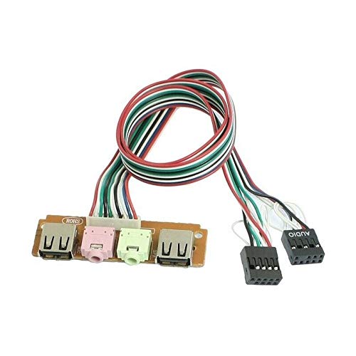 1X(PC Computer Case Front Panel USB Audio Port Mic Earphone Cable Line ...