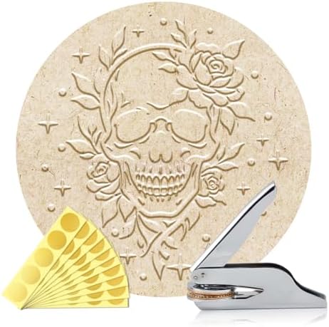 Amazon.com: ANATTASOUL Book Embosser Personalized Skull with Flowers ...