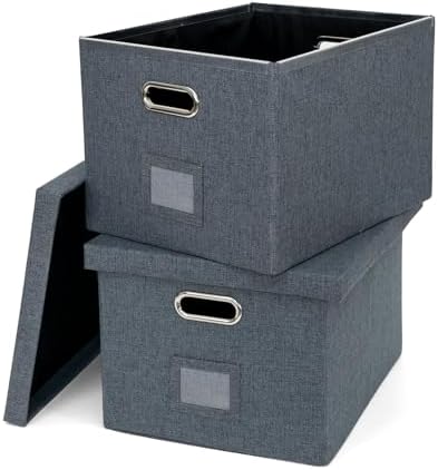Amazon.com: ORGMASTER File Organizer Box, Collapsible Linen Letter ...