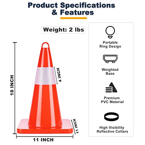 Snapklik.com : Upgraded Traffic Cones 18 Inch, 12 Pack CRAFTFORCE ...