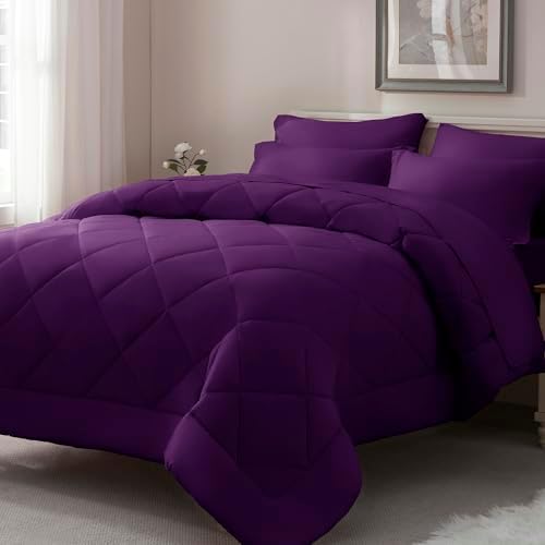 Amazon.com: ELNIDO QUEEN® Purple King Size Comforter Set - 7 Pieces ...