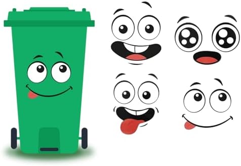 Funny Wheelie Bin Stickers, 4 Sheets Cartoon Expressions Bin Stickers ...