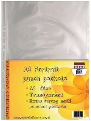 100 x Landscape A3 Glass Clear Plastic Wallets Strong Art Poly Punched ...